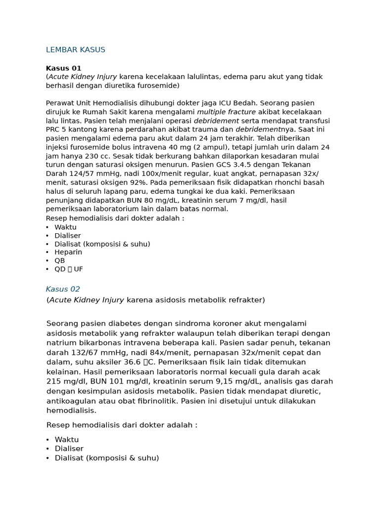 Soal Kasus Telaah Peresepan HD | PDF