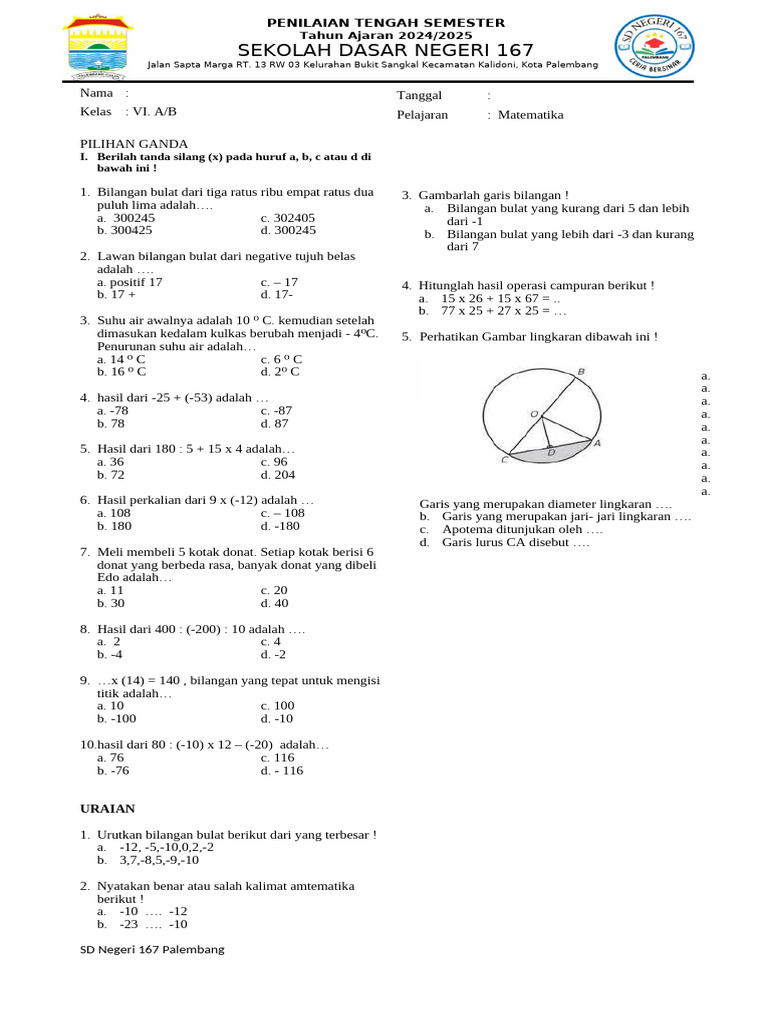 PTS MTK Kls 6 SMT 1 | PDF