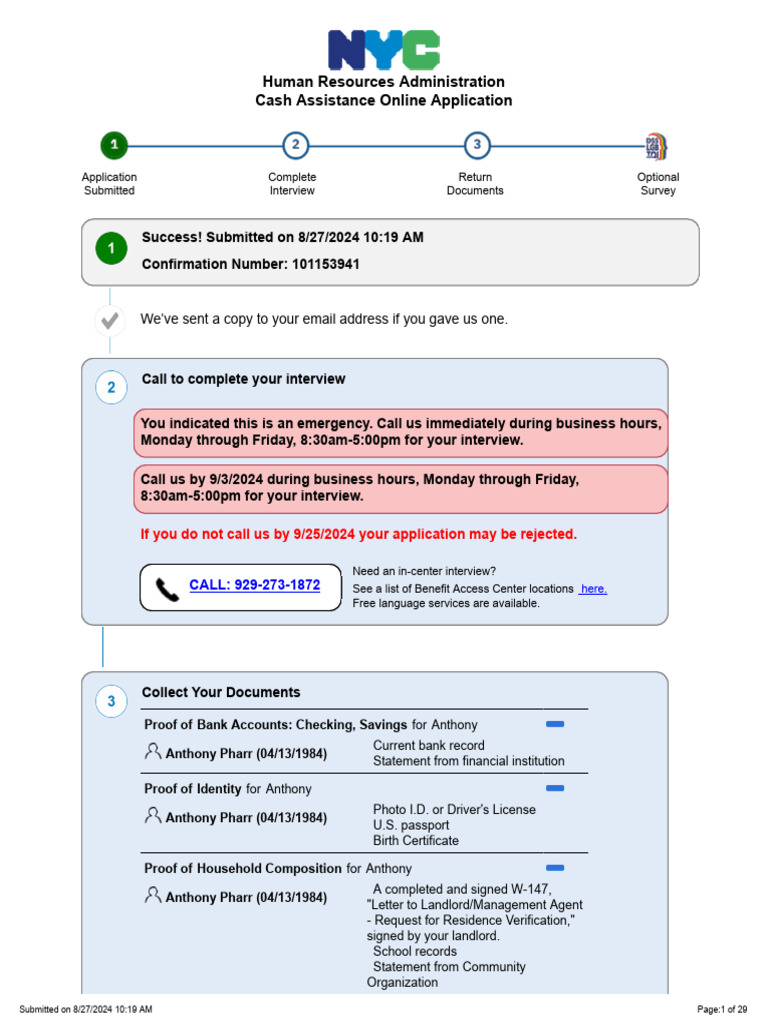 Human Resources Administration Cash Assistance Online Application | PDF