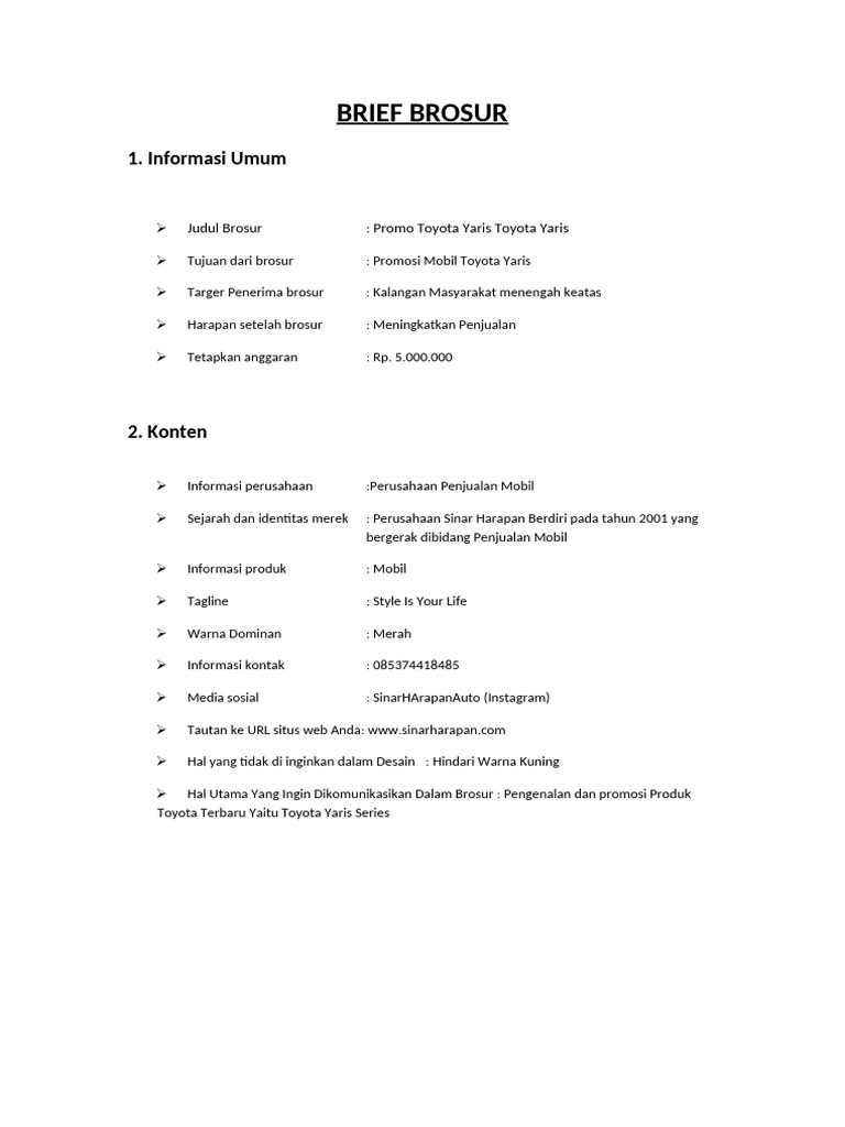 Brief Brosur - Contoh | PDF