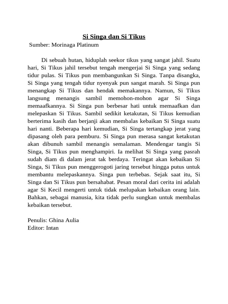 Si Singa Dan Si Tikus | PDF