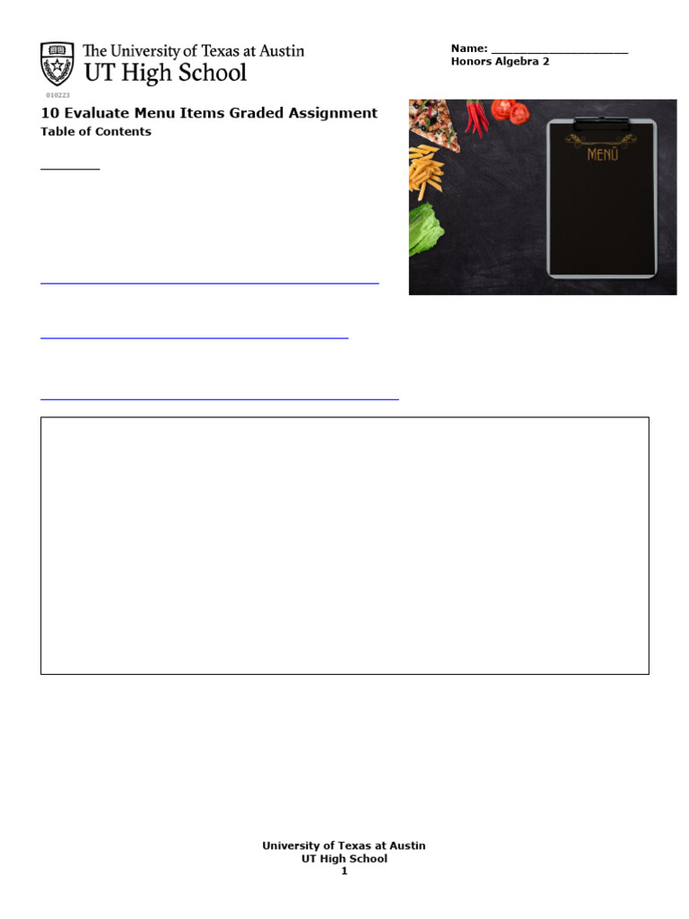 10 Evaluate Hon Alg 2 A | PDF