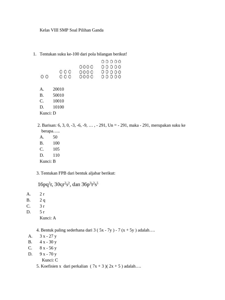 Soal PTS Kelas 8 SMP 2024 | PDF