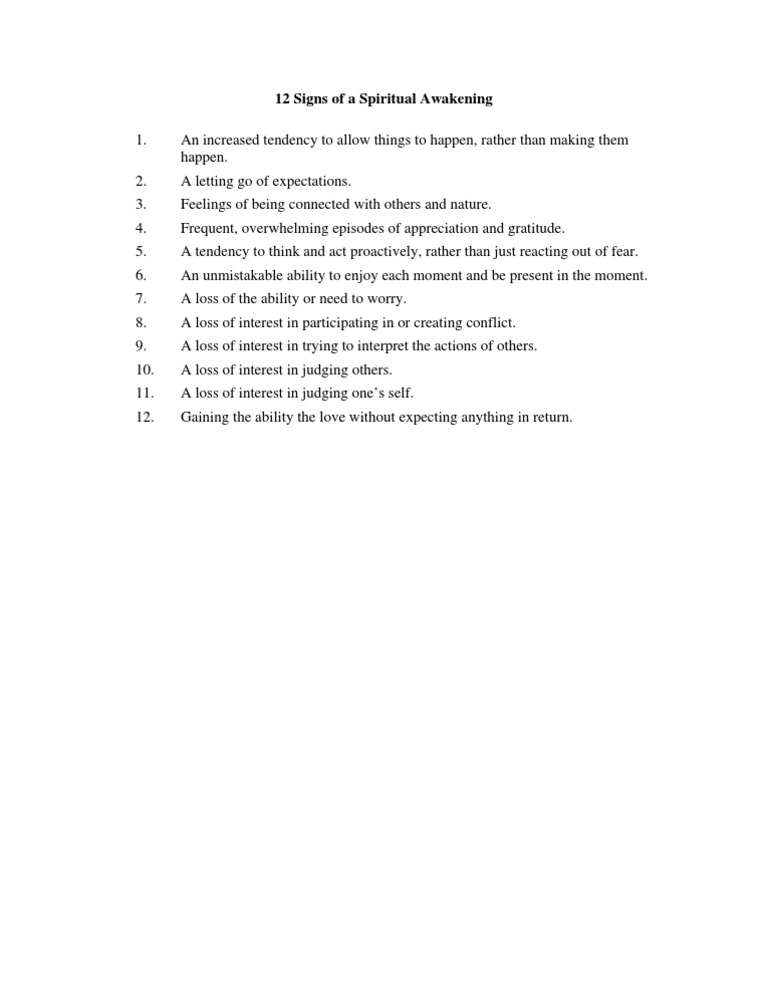 12 Signs of Spiritual Awakening | PDF | Psychological Concepts ...