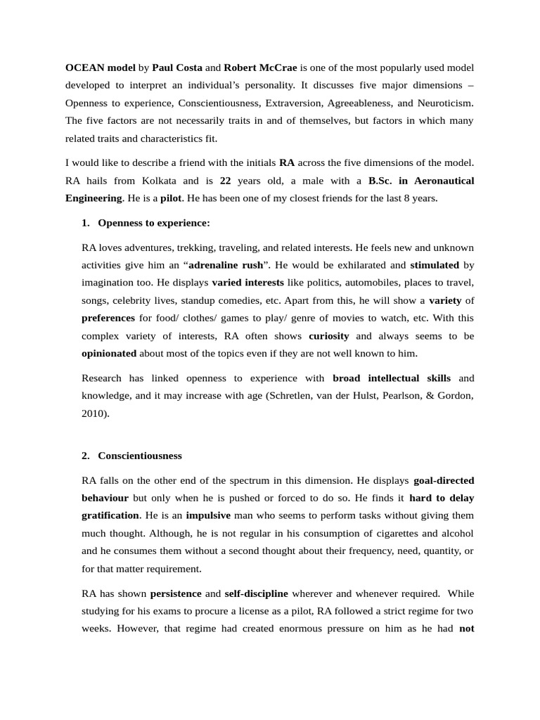 How To Define Someone's Personality Using OCEAN Model | PDF ...