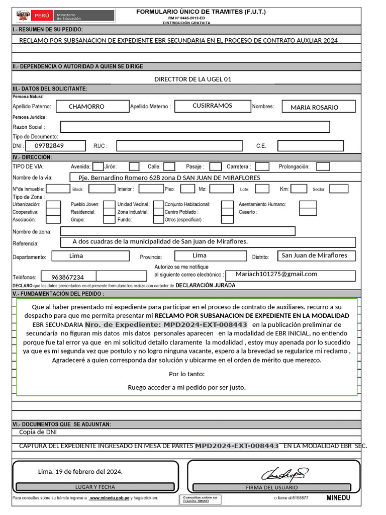 Presentacion de Reclamo | PDF