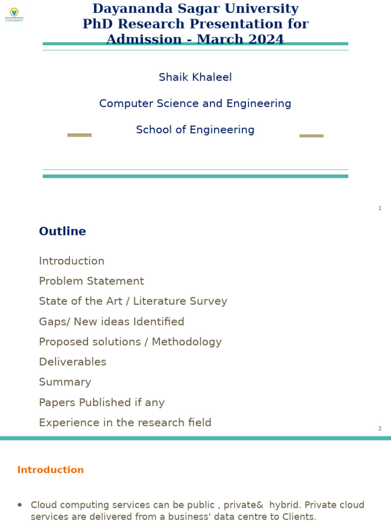 PHD Research Presentation For Admission - July 2024-1 | PDF