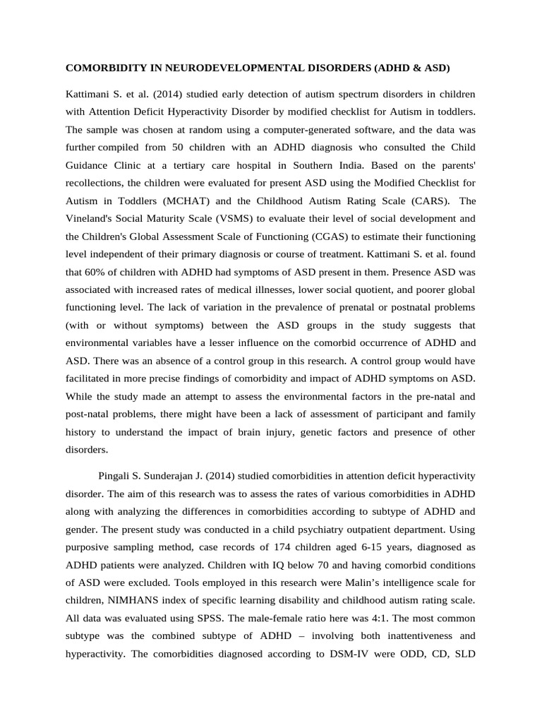 Review of Literature - Comorbidity of Neuropsychological Disorders | PDF