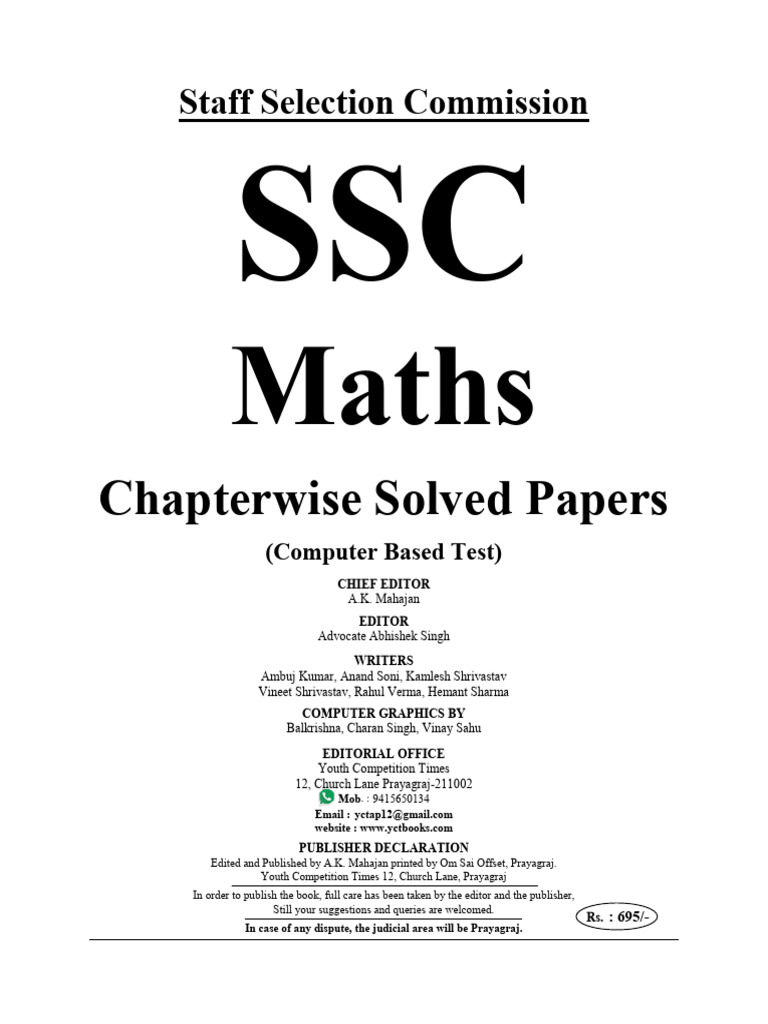 Ssc Mathematics Chapter Wise Solved Paper English Medium Pdf
