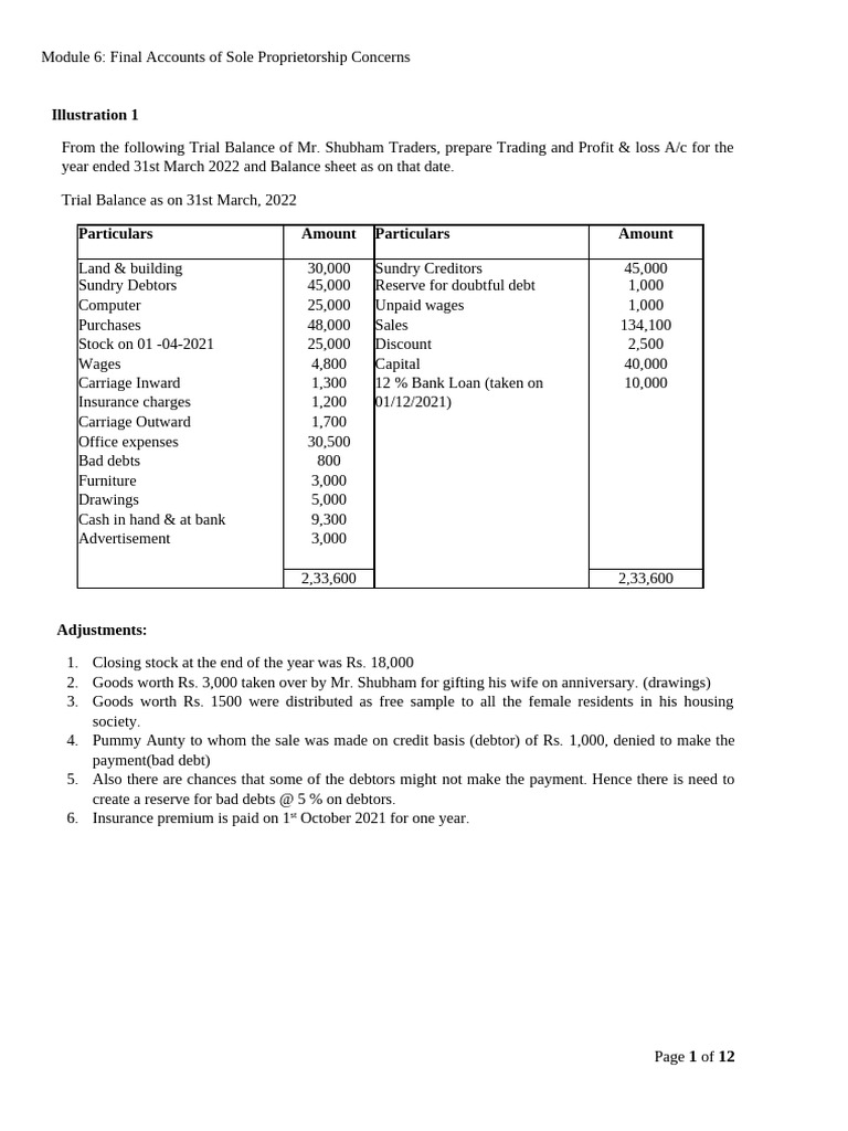 Module 6 - Sole Prop Sums | PDF