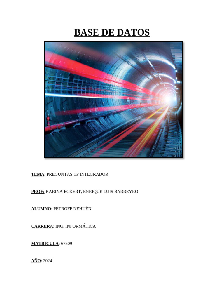 Base de Datos TP Preguntas | PDF
