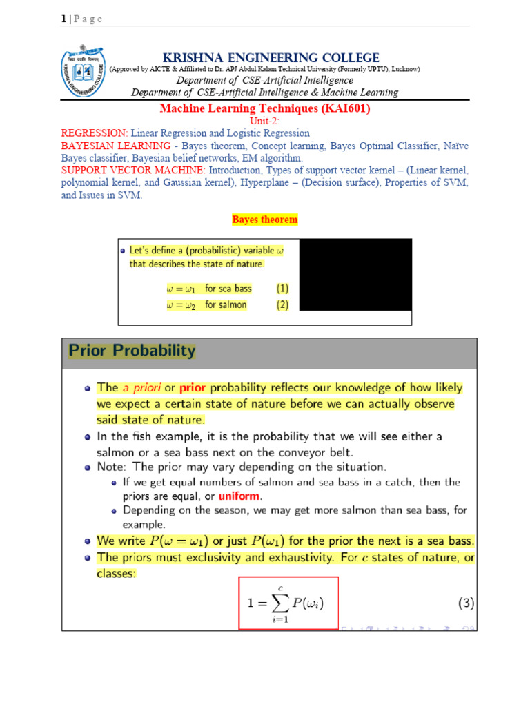 ML-2-Bayesian Learning-Naive Bayes | PDF