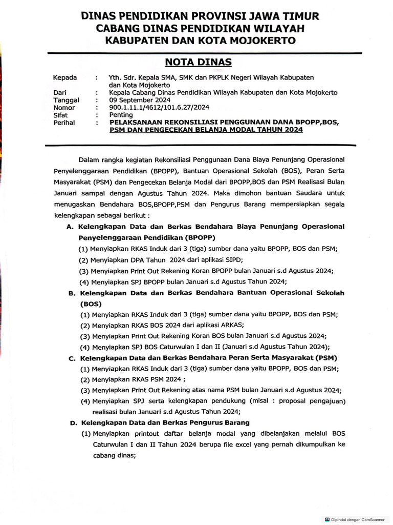 MJK - Pelaksanaan Rekon Jan SD Agt 2024 | PDF