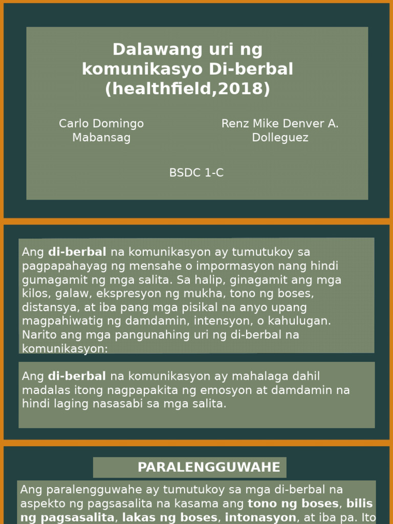 Kumonikasyon Di Berbal | PDF