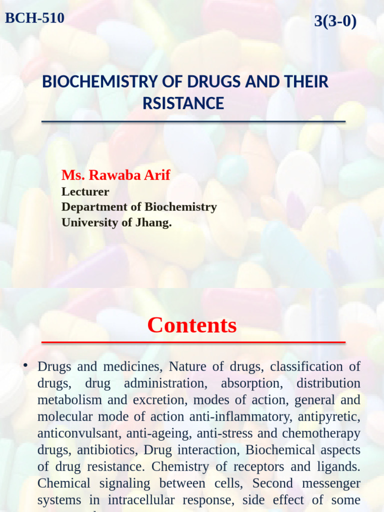 Biochemistry of Drugs and Their Rsistance | PDF