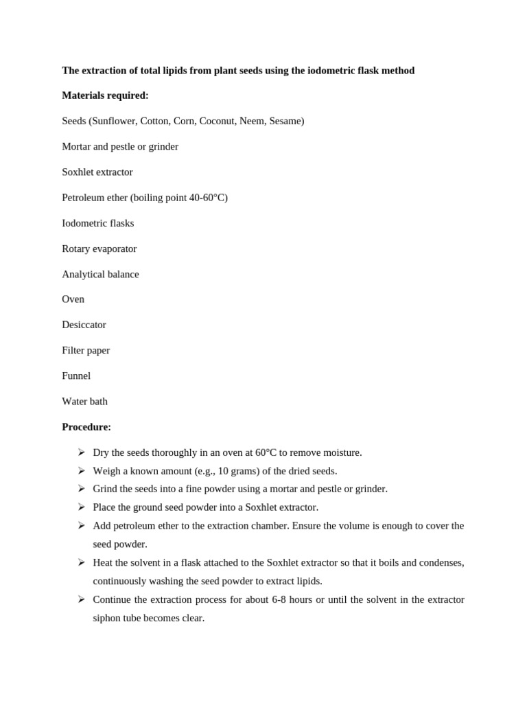 Lipids Extraction | PDF