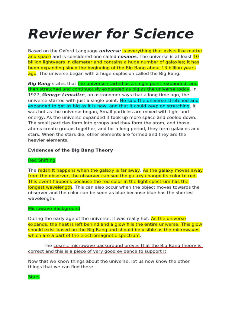 Earth Science Origin of The Universe and Earth System | PDF