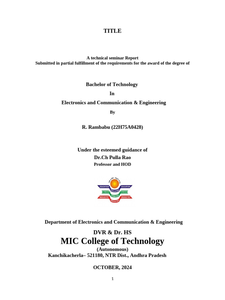 Technical Seminar Report Format | PDF