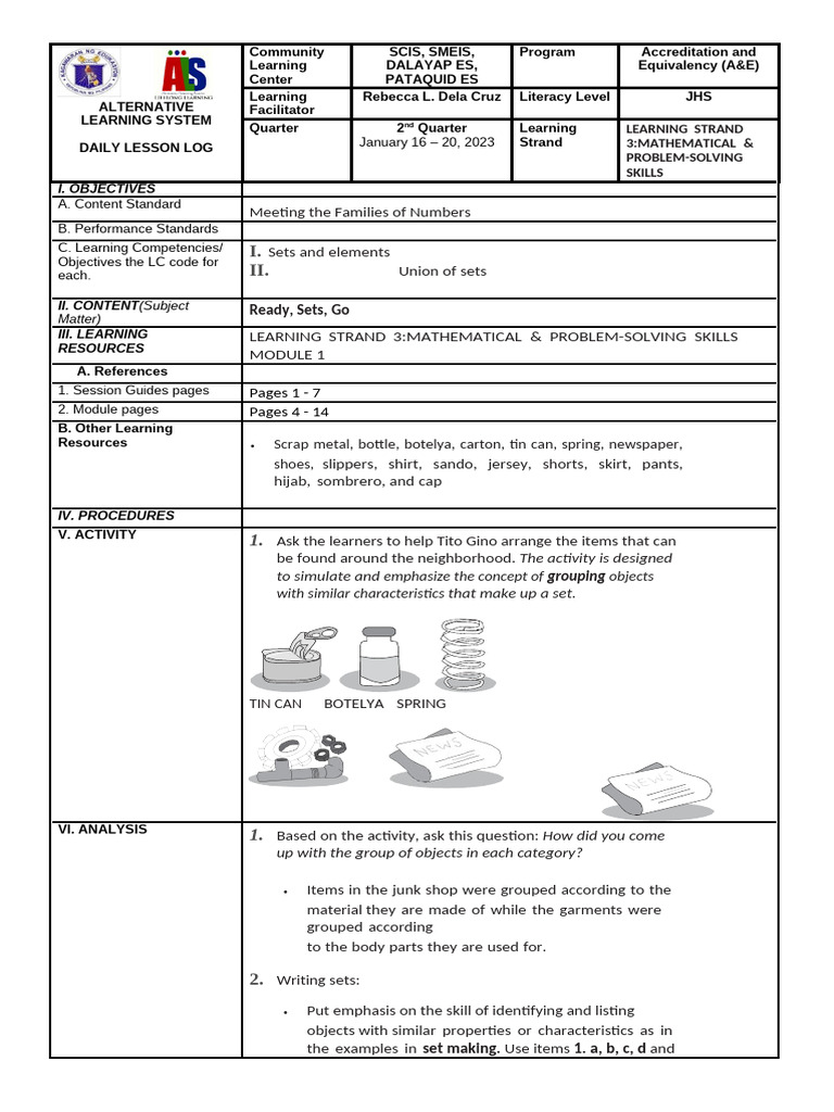 LP LS3 Module 1 Lesson 1 | PDF