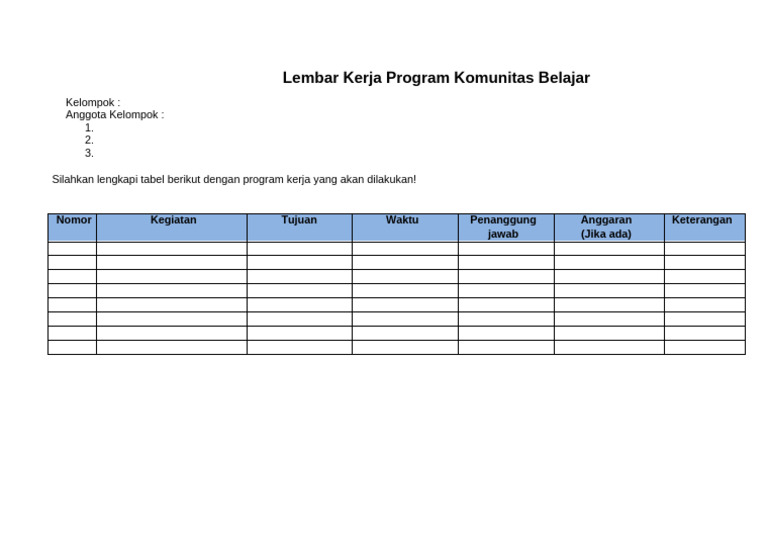 LK Program Komunitas Belajar | PDF