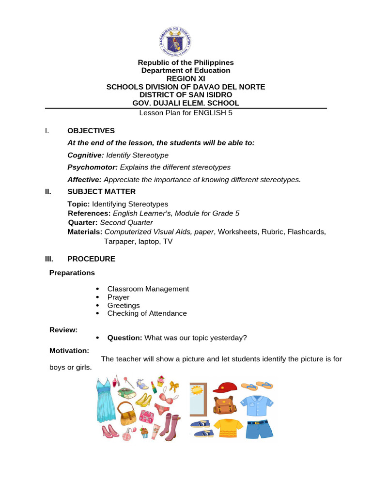 INDENTYING STEREOTYPES Lesson Plans | PDF | Stereotypes | Lesson Plan