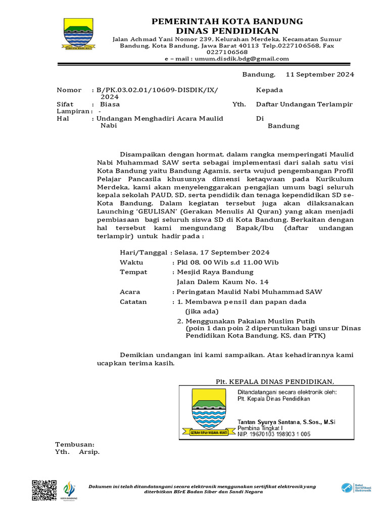 Undangan Maulid Nabi - Daftar Undangan Terlampir' | PDF