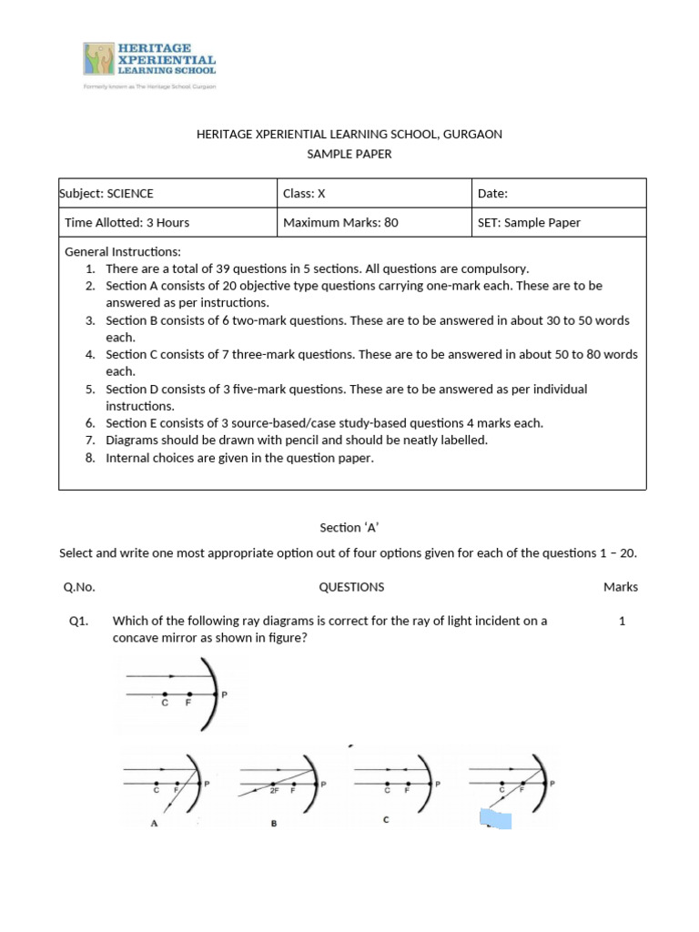 Class X Science Sample Paper - Gurgaon | PDF | Thyroid Stimulating ...