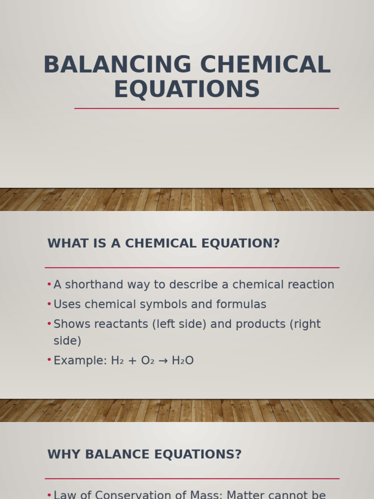 Balancing Chemical Equations | PDF