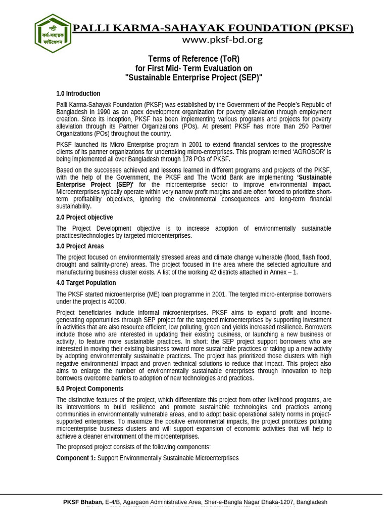 ToR SEP First Mid Term Evaluation - Final | PDF