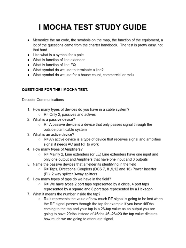 I Mocha Test Study Guide | PDF