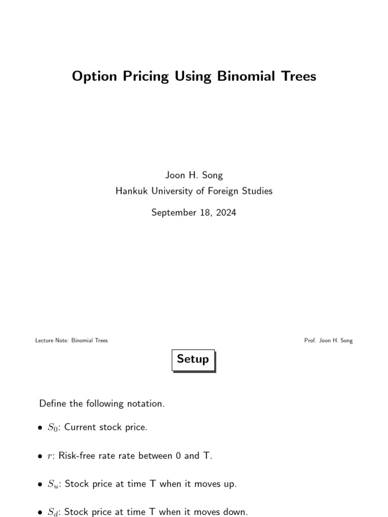 (Handout) Binomial Option Pricing | PDF | Option (Finance) | Business