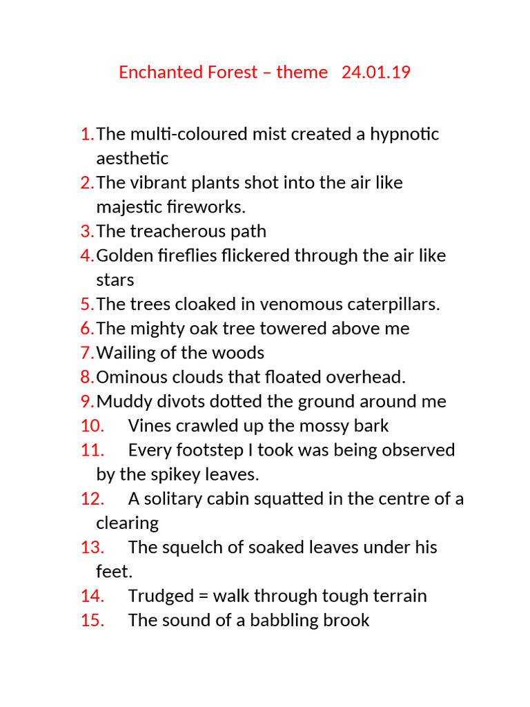 Enchanted Forest - Descriptive Writing | PDF