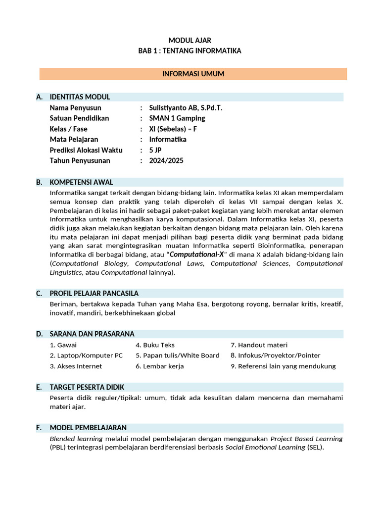 Informatika Bab 1 - Tentang Informatika - Edit | PDF