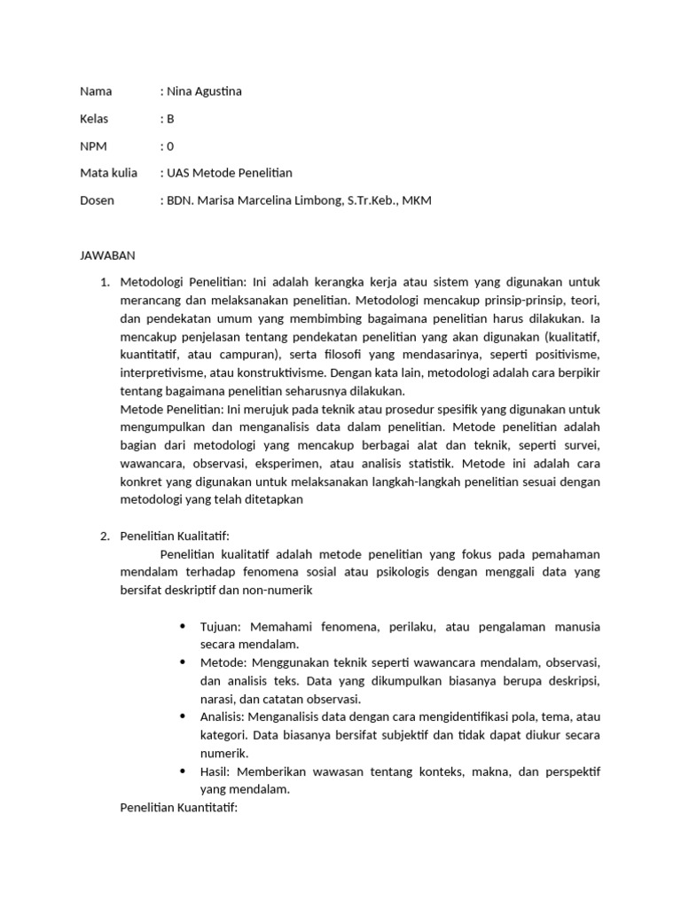 Uas Metlit Nina Agustina | PDF