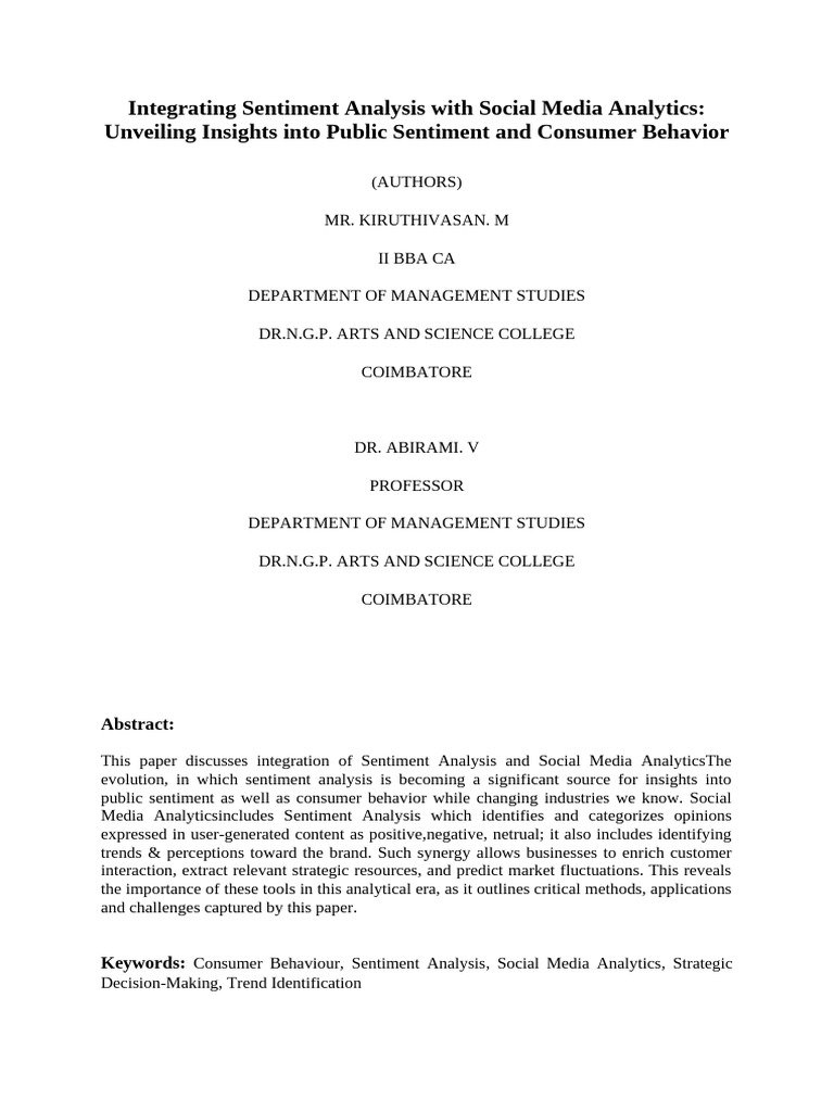 Integrating Sentiment Analysis With Social Media Analytics: Unveiling Insights Into Public ...