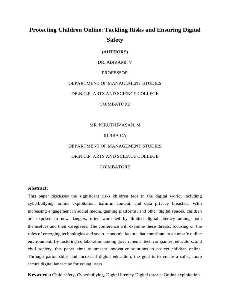 Protecting Children Online Tackling Risks and Ensuring Digital Safety | PDF