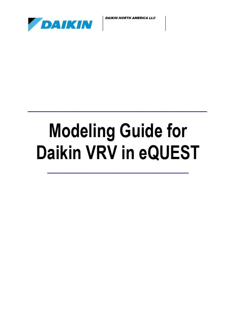 Modeling Guide For Daikin VRV in eQUEST | PDF