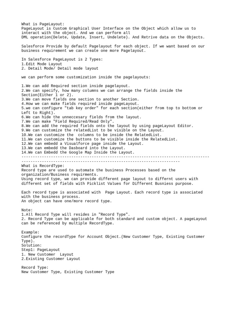 SFDC CRM PageLayout | PDF