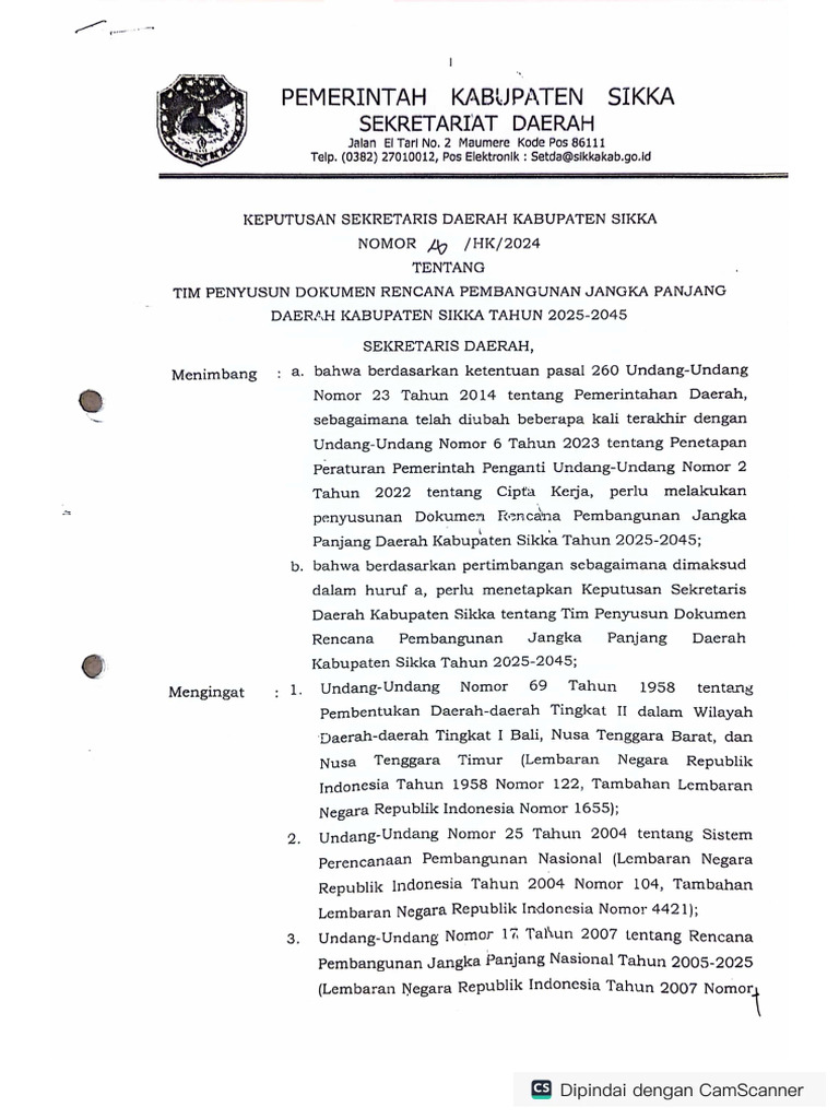 SK Tim Penyusun Dokumen RPJPD | PDF