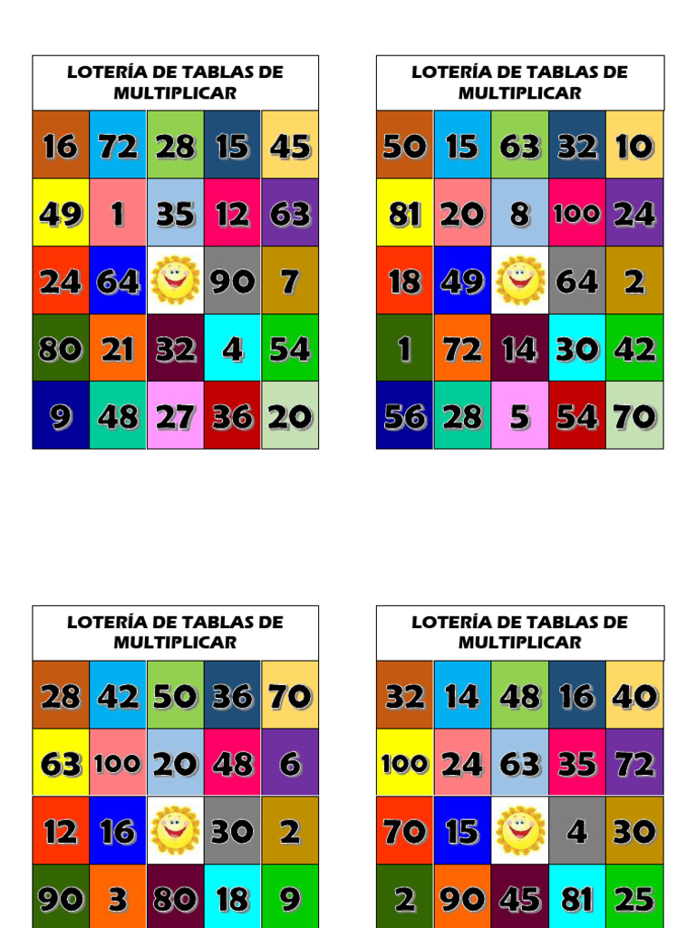Lotería de Tablas de Multiplicar | PDF