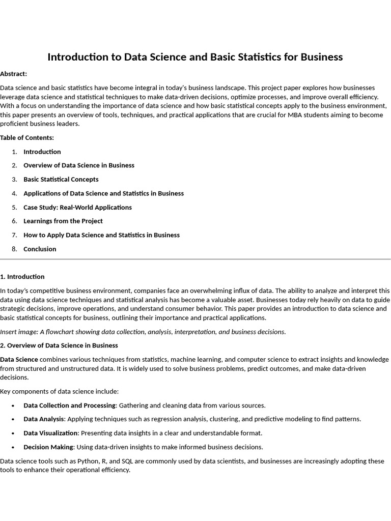 Introduction To Data Science and Basic Statistics For Business | PDF ... Introduction To Data Science and Basic Statistics For Business | PDF ...