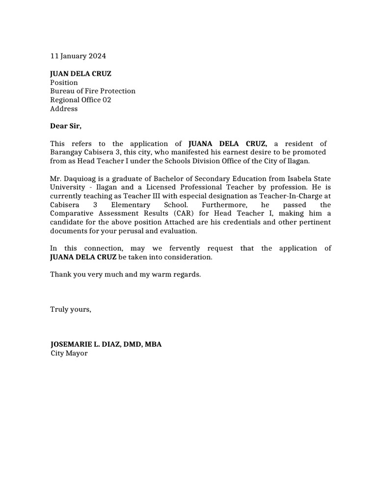 DepEd Recommendation Letter | PDF