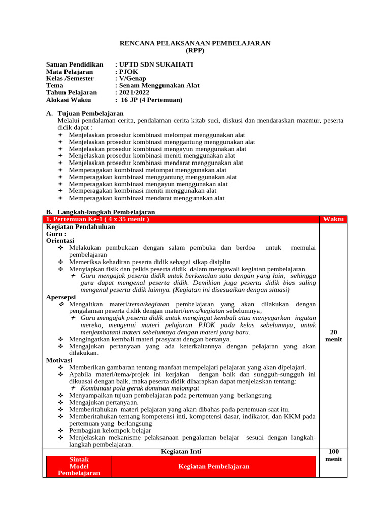 RPP Kelas 5 Semester 2 | PDF