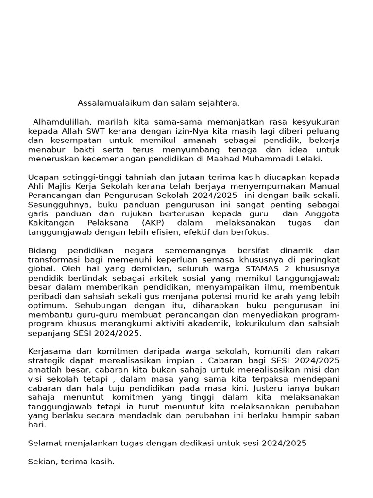 Kata Aluan Buku Pengurusan | PDF