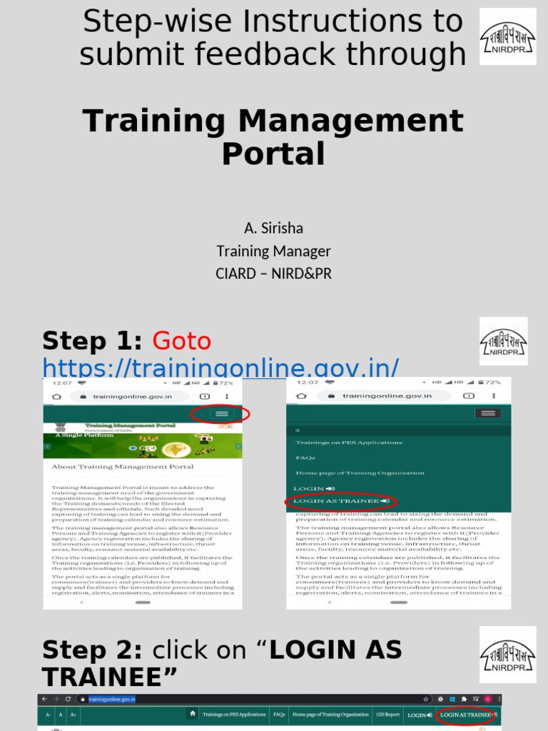 Step-Wise Instructions To Submit Feedback Through Training Management ...