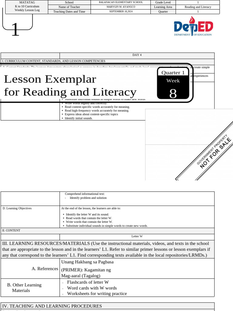 LE - G1 - Q1 - Week 8 - Read and Lit - Ver1-D3-4 | PDF