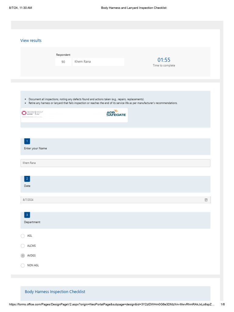 Body Harness and Lanyard Inspection Checklist | PDF