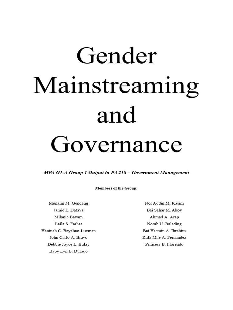 1 - Webinar Proposal - Group 1 - MPA G1 A - Gender Mainstreaming and ...