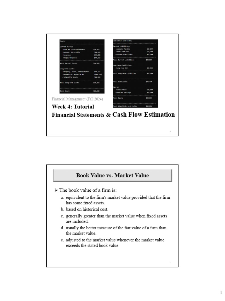 W04 - Tutorial - Financial Statements - and - Cash Flow | PDF | Book Value | Fixed Asset