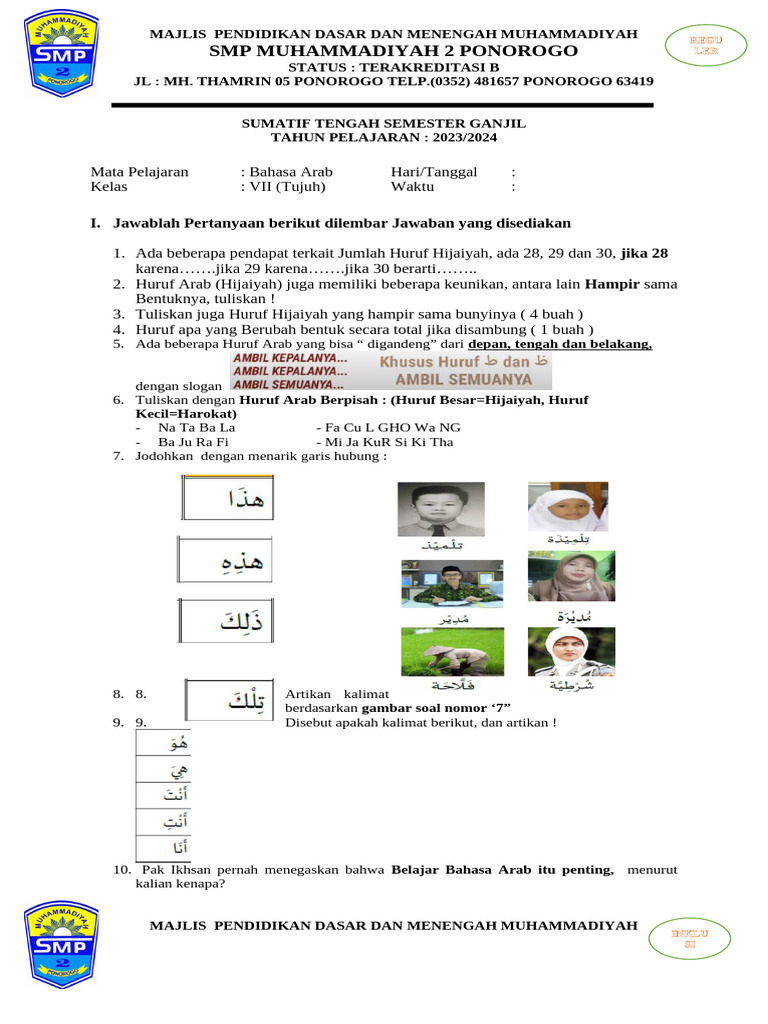 Sts B Arab KL 7 GJ 24 Final | PDF